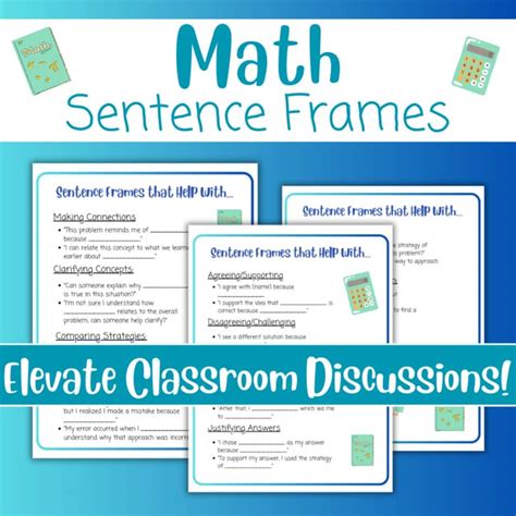 Math Sentence Frames Math Talk By Mrs Smith Tpt