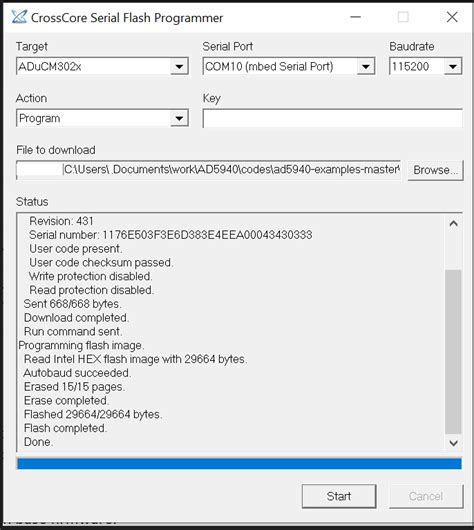 keil displays invalid rom table and aducm3029 cannot be burned into