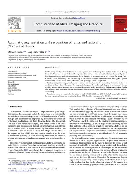 Pdf Automatic Segmentation And Recognition Of Lungs And Lesion From Ct Scans Of Thorax