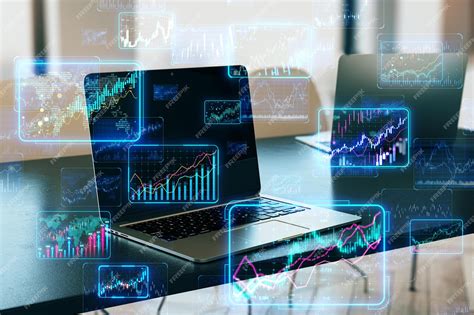 Premium Photo A Laptop With Graphs And Data Visualizations Overlaid Depicting Analytics In A