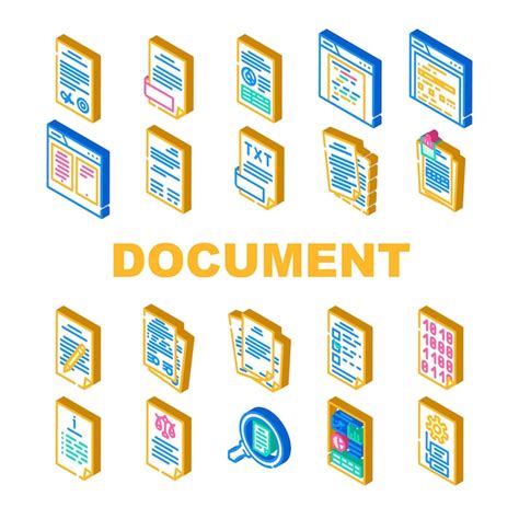 Premium Vector Document Business File Office Icons Set Vector Paper Work Informationfolder