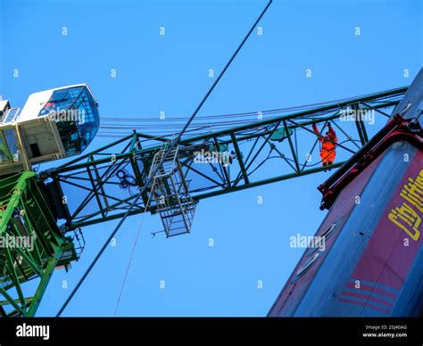 City Lifting Crane Assembling In Broadgate London Uk Crane Assembly