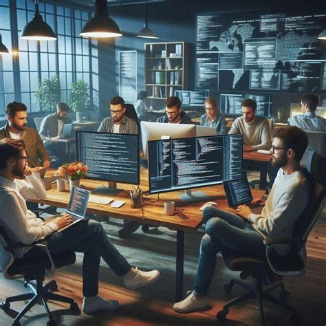 Developers In A Modern Workspace Premium Ai Generated Image