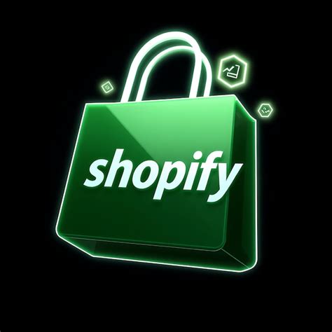 3d Render Shopify Logo Embossed In Frosted Green Glass Hovering At A 15