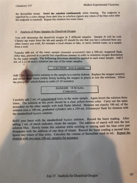 Solved Analysis For Dissolved Oxygen Data And Report Sheet