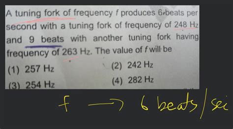 A Tuning Fork Of Frequency F Produces 6 Beats Per Second With A Tuning Fo
