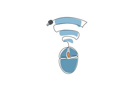 Single Continuous Line Drawing A Computer Mouse Connected To A Wi Fi Signal The Ease Of