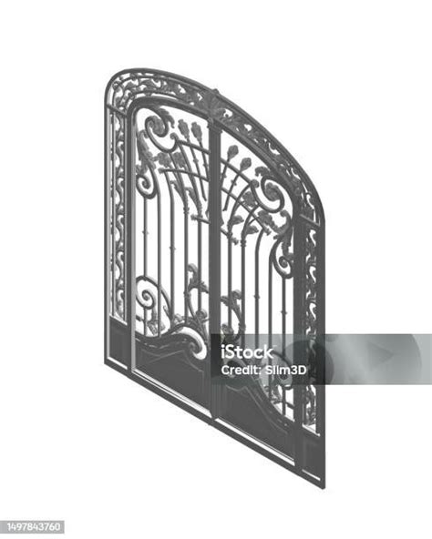 다각형 울타리 게이트 격리 만화입니다 벡터 금속 입구입니다 흰색 배경에 벡터 그림 울타리 게이트 벡터 그림 울타리 문 흰색