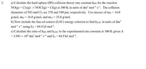 A Calculate The Hard Sphere Hs Collision Theory