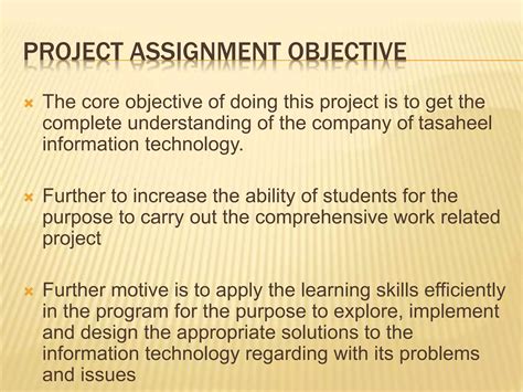 Project Assignment Objective Ppt