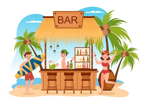 Tropical Cocktail Bar Serving Alcoholic Fruit Juice Drinks Or Cocktails