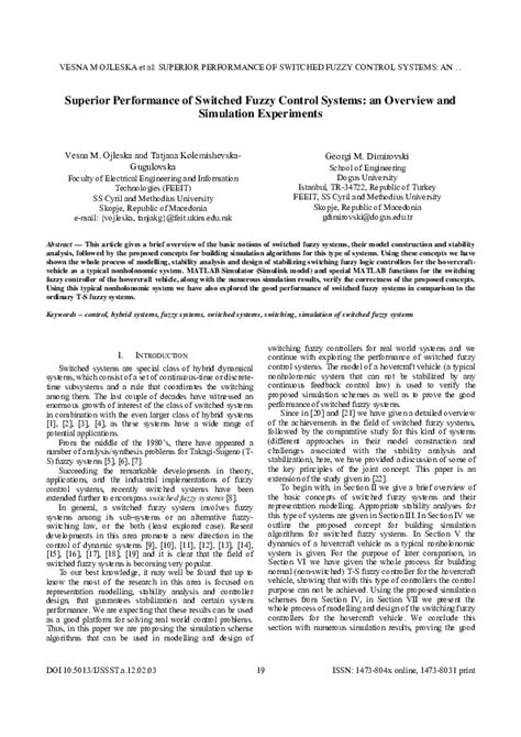 Pdf Superior Performance Of Switched Fuzzy Control Systems An Overview And Simulation Experiments