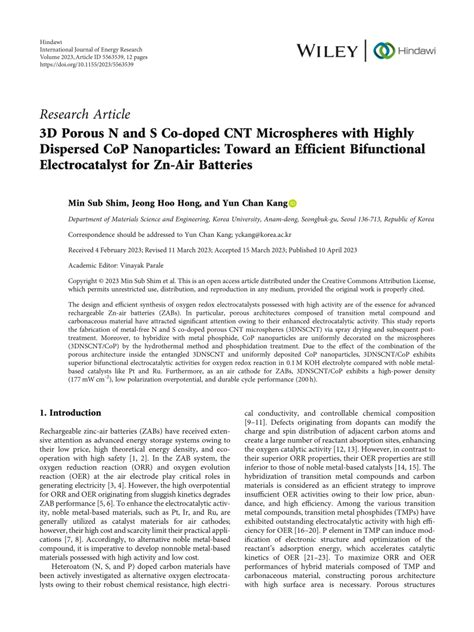 Pdf 3d Porous N And S Co Doped Cnt Microspheres With Highly Dispersed