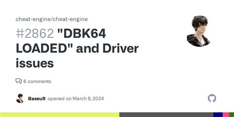 dbk64 loaded and driver issues · issue 2862 · cheat engine cheat
