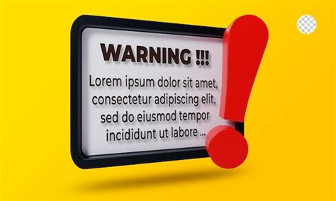 Premium PSD D Rendering Warning Box Interface Mockup