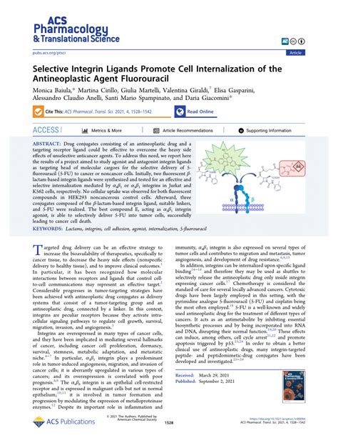 Pdf Selective Integrin Ligands Promote Cell Internalization Of The