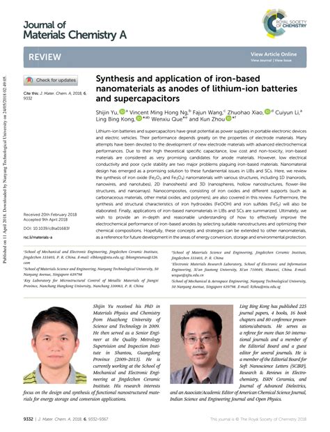 Pdf Synthesis And Application Of Iron Based Nanomaterials As Anode Of Lithium Ion Batteries