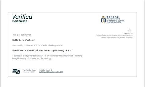 Katta Ooha Vyshnavi On Linkedin Javaprogramming Edx Continuouslearning