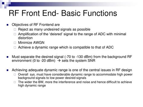 PPT Software Defined Radio Lec RF Front End For SDR PowerPoint Presentation ID