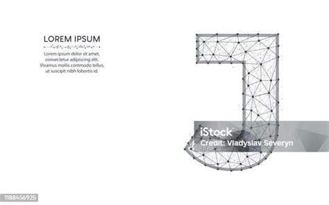 Letter J 로우 폴리 디자인 알파벳 추상 기하학적 이미지 글꼴 와이어 프레임 메쉬 다각형 벡터 일러스트레이션은 흰색 배경의 점과 선으로 만들어졌습니다 삼각형에 대한