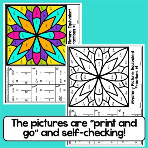 Equivalent Fractions And Reducing Fractions Color By Number Math Mystery Pictures