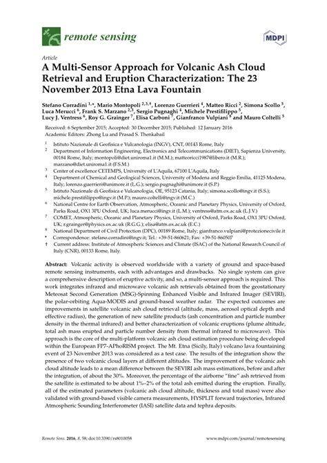 Pdf A Multi Sensor Approach For Volcanic Ash Cloud Retrieval And