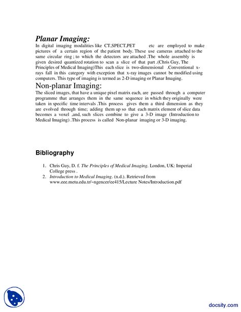 Planar Imaging Non Planar Imaging Physics Assignment Docsity