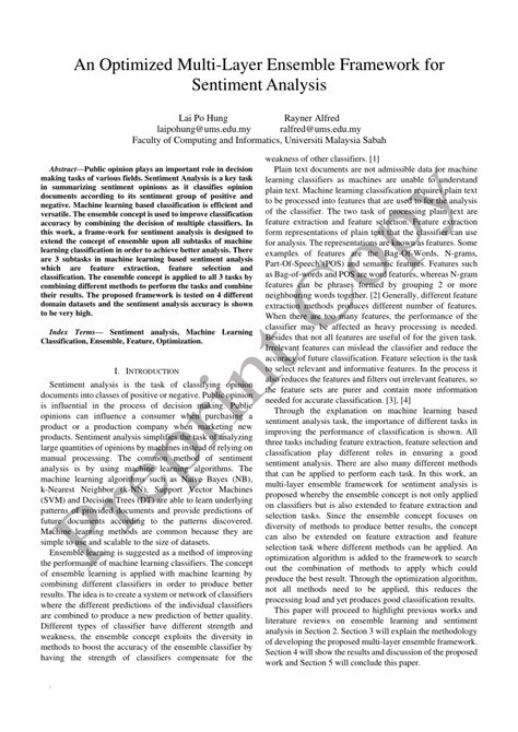 pdf an optimized multi layer ensemble framework for sentiment analysis
