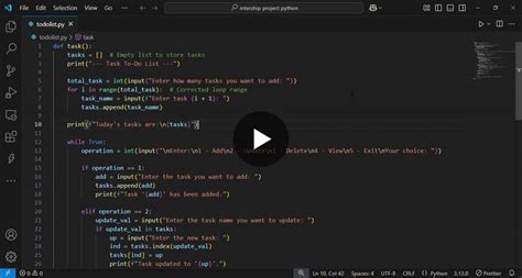 Codsoft Python Internship Todolist Project Learning Coding