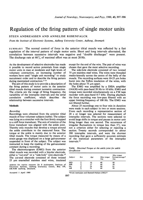 Pdf Regulation Of The Firing Pattern Of Single Motor Units