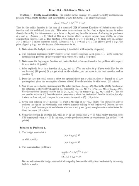 Econnomic Problems Pdf Utility Microeconomics