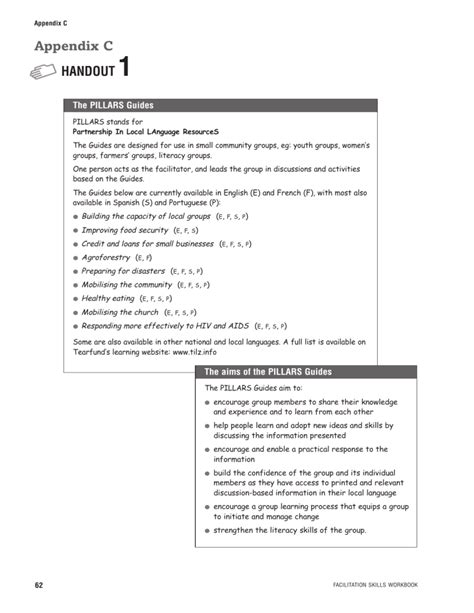 Appendix C HANDOUT The PILLARS Guides