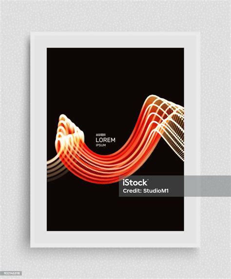 디자인 서식 파일을 커버 물결 모양 배경 모션 효과 함께입니다 3d 기술 스타일입니다 벡터 일러스트입니다 3차원 형태에 대한 스톡 벡터 아트 및 기타 이미지 Istock