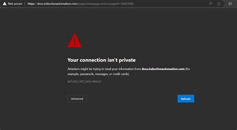 documentation site tls certificate expired ignition inductive