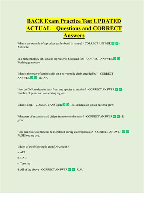 Bace Exam Practice Test Updated Actual Questions And Correct Answers Bace Stuvia Us