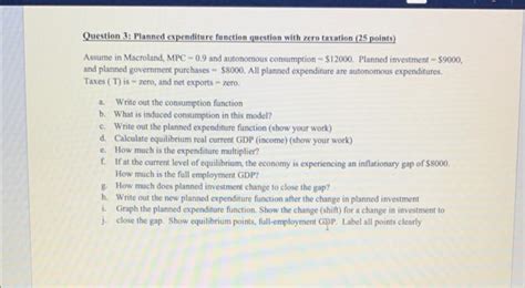 Solved Question 3 Planned Expenditure Function Question