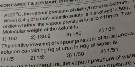 The Relative Lowering Of Vapour Pressure Of An Aqueous Solution Containin