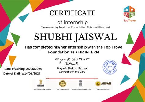 Shubhi Jaiswal On Linkedin Toptrovefoundation Hr Internship