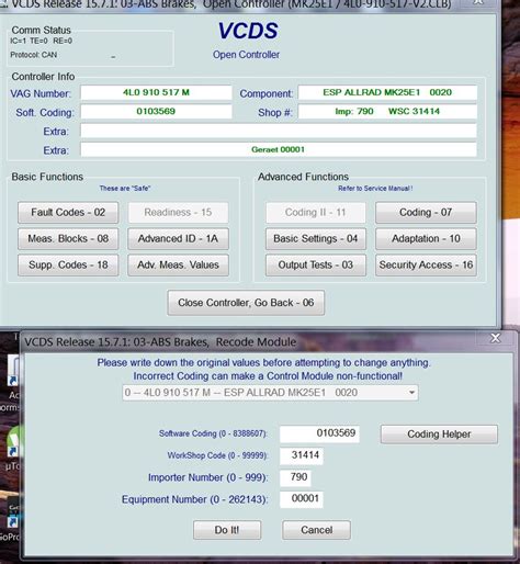 I Am Getting A E 01044 Error Control Module Incorrectly Coded After