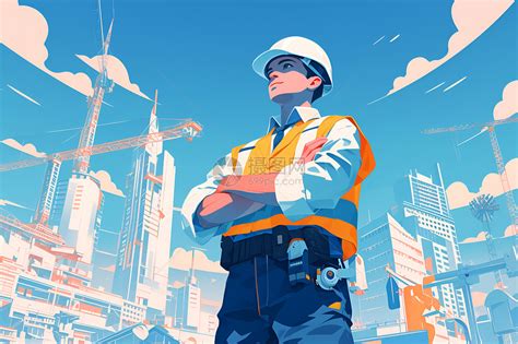 建筑工地上的工程师插画插画图片下载 正版图片 摄图网