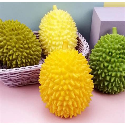 Kit 4 Squishy Fruta Durian Fidget Toy Jaca Realista Brinquedo Anti