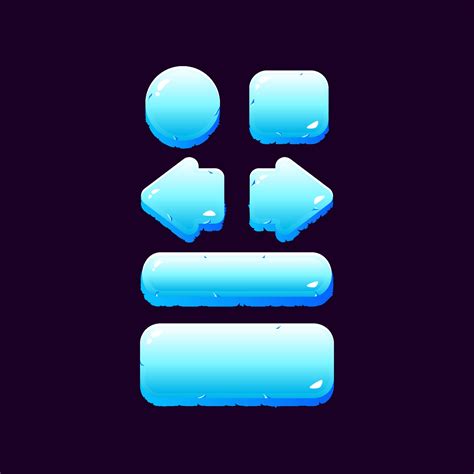 Set Of Game Ui Ice Winter Button Kit For Gui Asset Elements Vector Illustration Vector