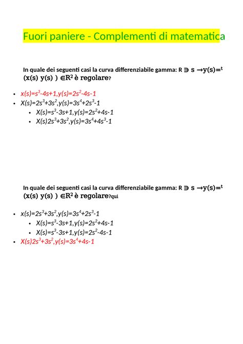 Complementi Di Matematica Domande Fuori Paniere Superato Panieri