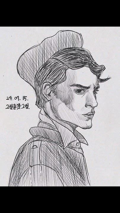 인물클로즈업 모자를 쓴 남자의 측면 그리기 Drawing Shorts Youtube