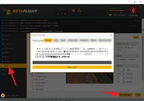 configuración del osd de betaflight prometec