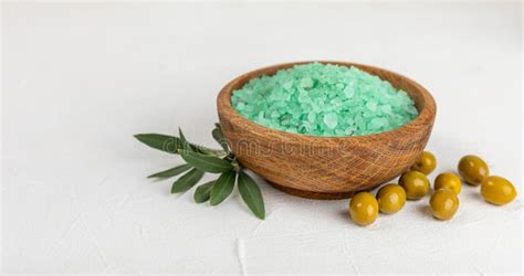 Spa Sea Salt On The Test Table Sea Salt With Olive Extract On The