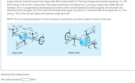 Solved A Gear Reducer Transmits Power From Input Shaft AB To Chegg Com
