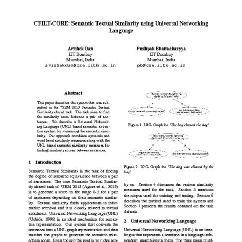 cfilt core semantic textual similarity using universal networking