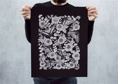 Sphinx Moth And Floral Poster Fennec Design