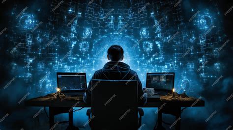Premium Ai Image Cybersecurity Expert Surrounded By Cryptographic